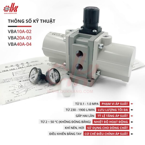 Bộ tăng áp khí nén VBA10A-02 VBA20A-03 VBA40A-04 - Vật tư công nghiệp - Dủ Khang