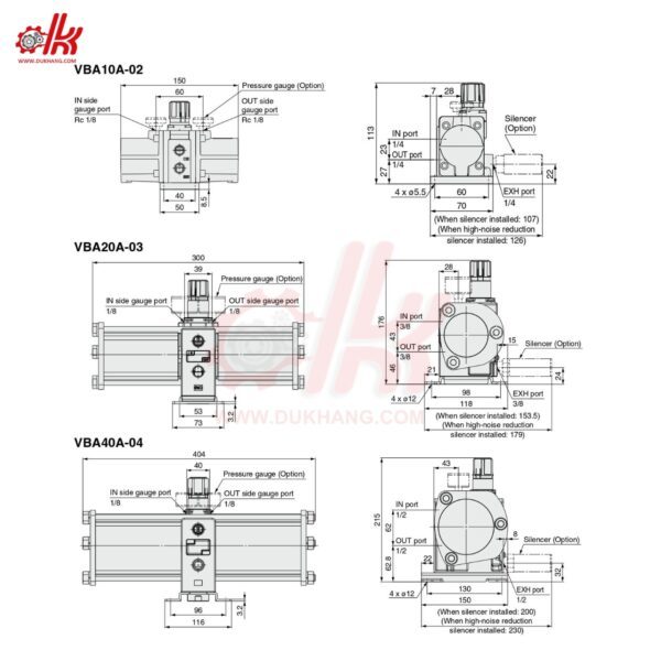 Bộ tăng áp khí nén VBA10A-02 VBA20A-03 VBA40A-04 - Vật tư công nghiệp - Dủ Khang