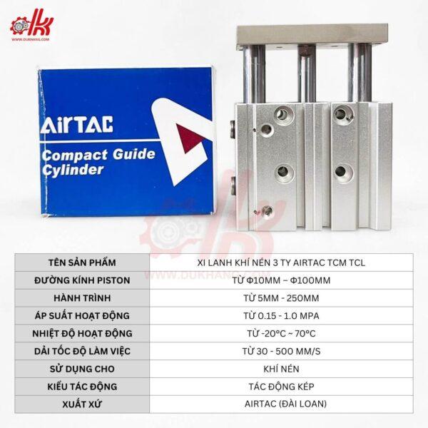 Xi Lanh Khí Nén 3 Ty AIRTAC TCM TCL - Vật tư công nghiệp - Dủ Khang