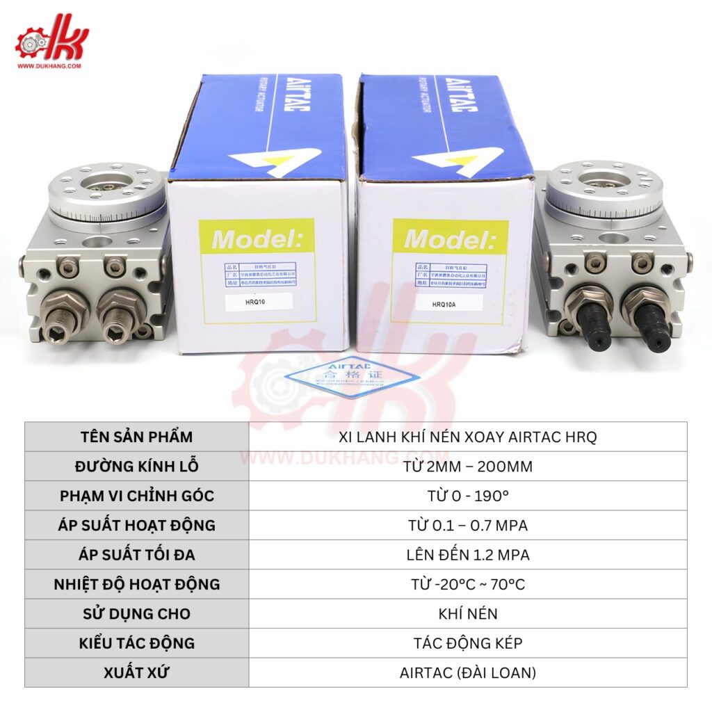Xi lanh khí nén xoay AIRTAC HRQ 2 3 7 10 20 30 50 100 200